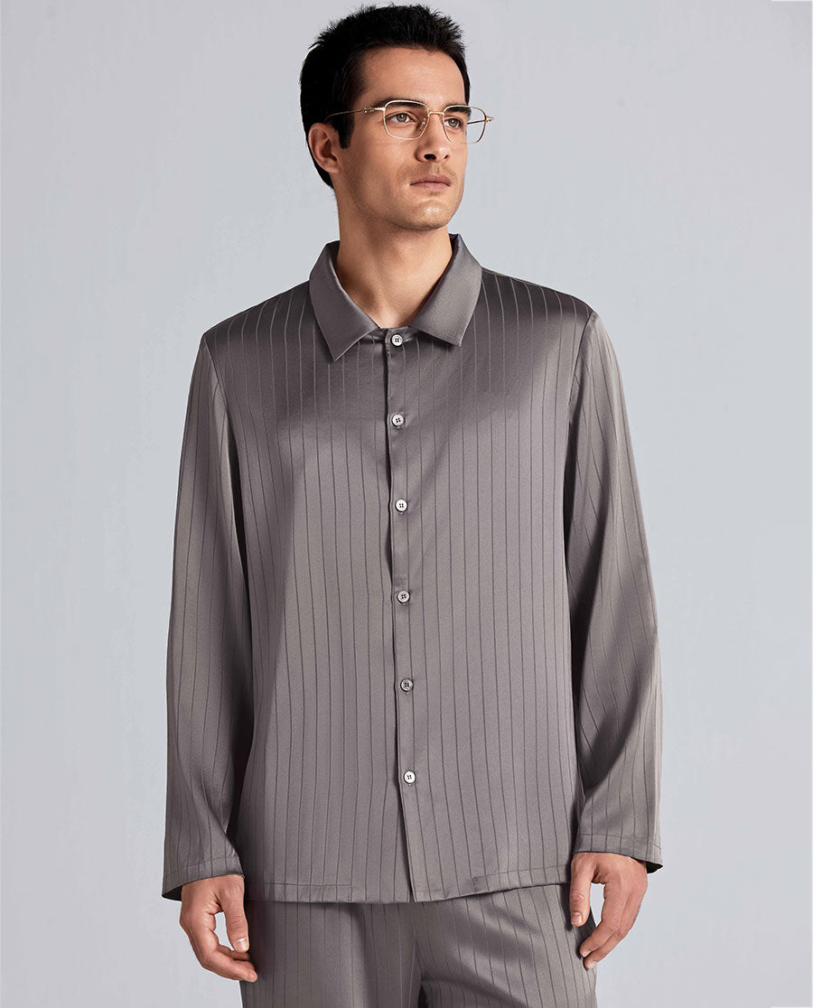 Aimer Men Mulberry Silk Camp Collar Pajama Top – AÍMER