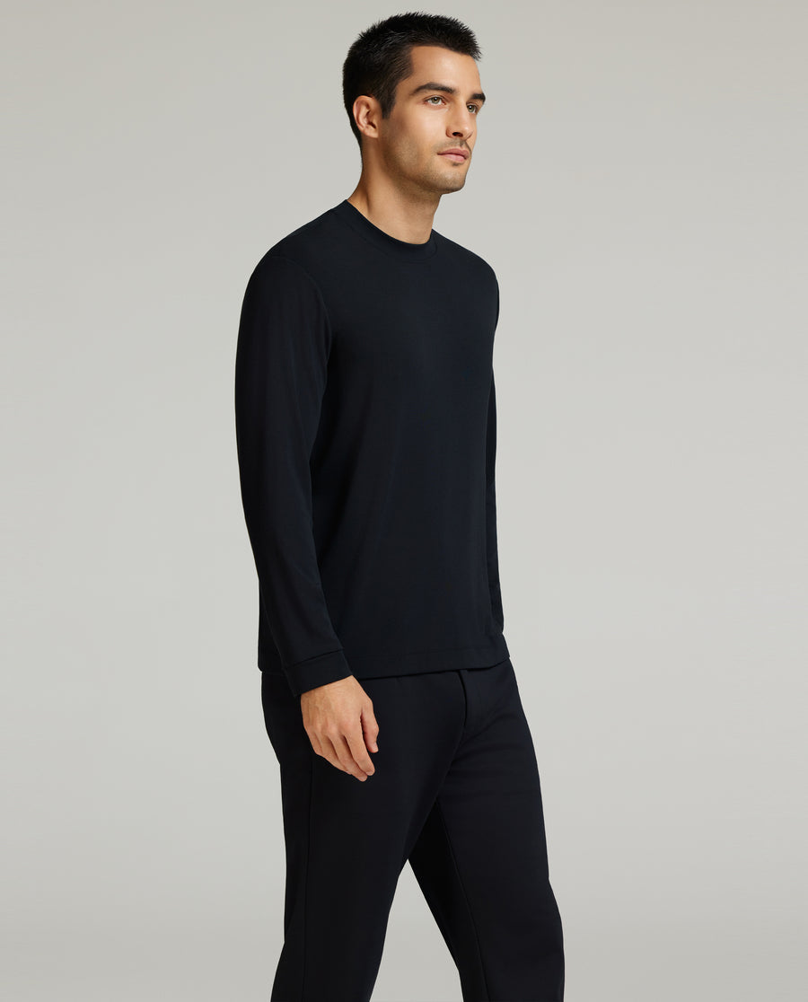 Aimer Men Black Crew Neck Long Sleeves Shirt For Cold Weather – AÍMER